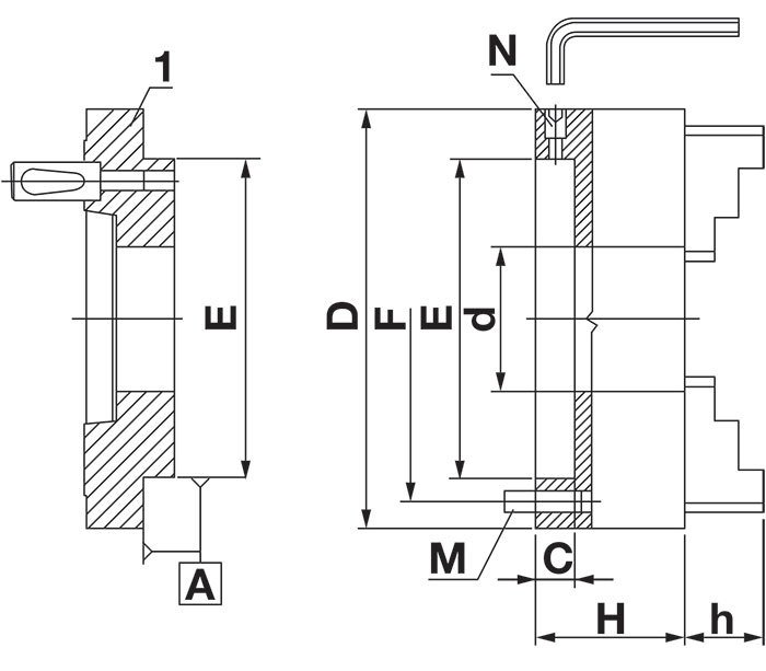 C2821 - 3 Jaw Adjustable Scroll Chuck Camlock Mount PA-160/D1-4 | t4i ...