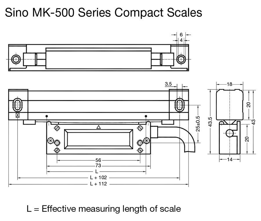 D5213 - MK-500-270/5U 270mm Sino Digital Readout Scale | t4i.com.au