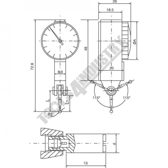 Q2175 - 34-2175 Dial Test Indicator - Metric | t4i.com.au