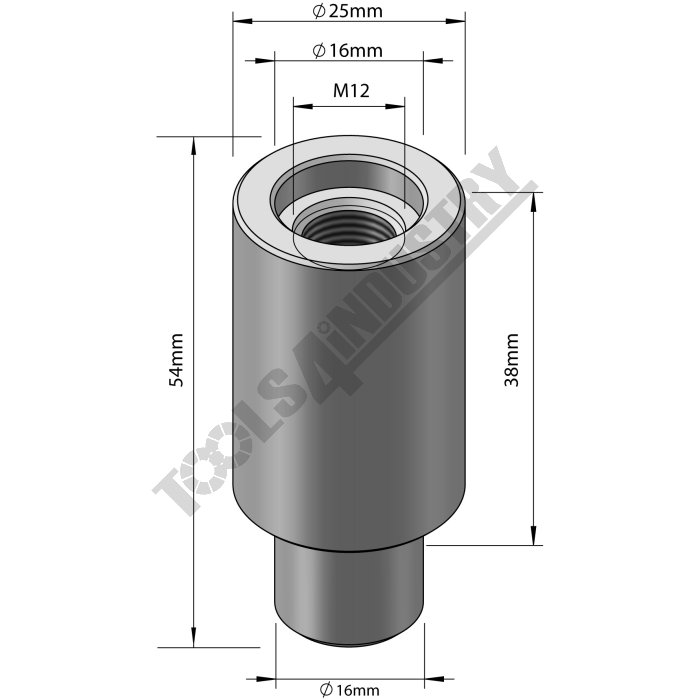 W08515 - SCA-3816P 38mm x M12 Multi-Purpose Riser/Stops (Spigot Type ...